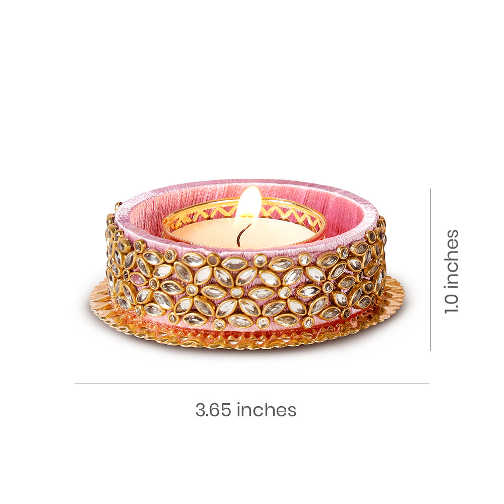 Blush Pink Kundan Diyas- Set of 6 – The Diwali Shop